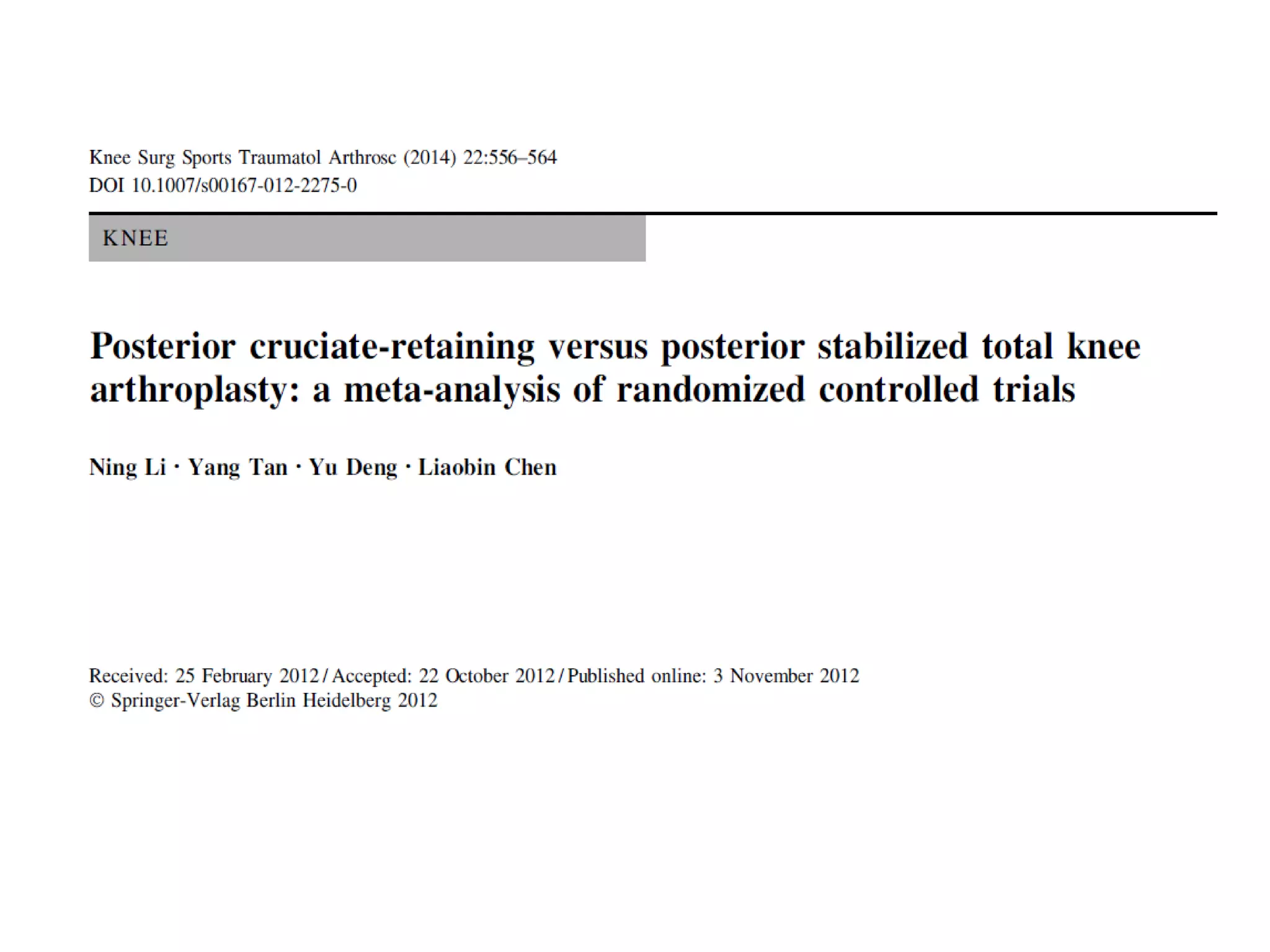 Journal club cr vs ps tkr | PPTX