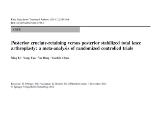 Journal club cr vs ps tkr | PPTX