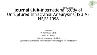 Journal Club-International Study of Unruptured Intracranial Aneurysms ...