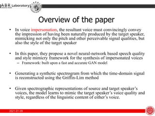 Voice Impersonation Using Generative Adversarial Networks review | PPT