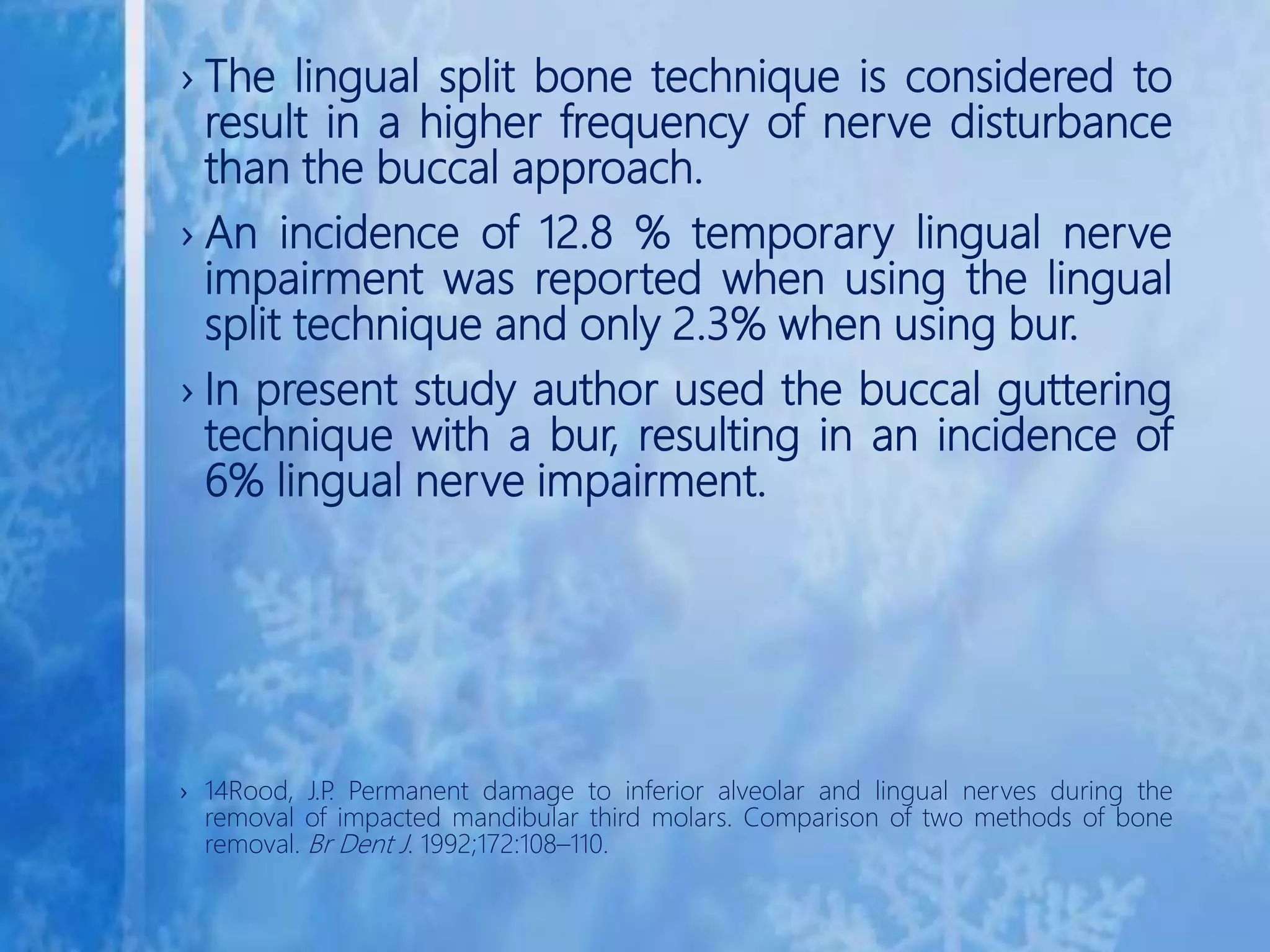 Assessment of lingual nerve injury using different surgical variables ...