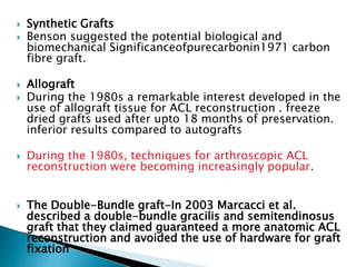 acl arthroscopic reconstruction single bundle vs double bundle | PPTX