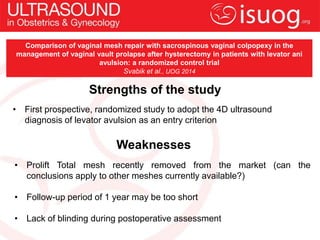 UOG Journal Club: Comparison of vaginal mesh repair with sacrospinous ...