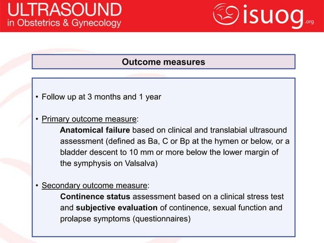 Uog Journal Club Comparison Of Vaginal Mesh Repair With Sacrospinous