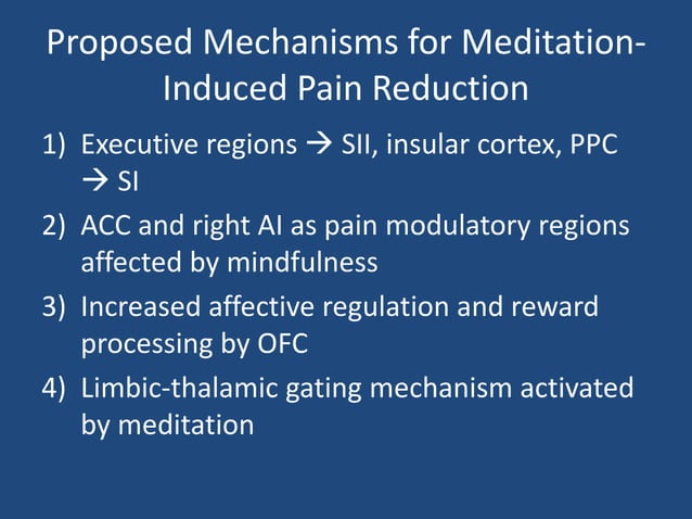 Brain Mechanisms, Pain Modulation, & Mindfulness Meditation | PPTX