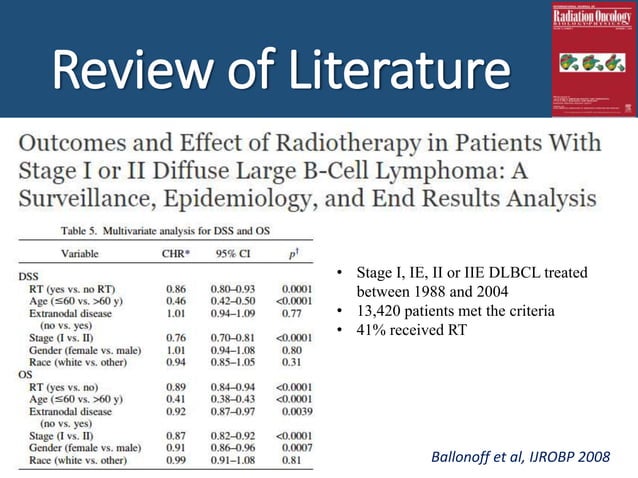 Limited stage DLBCL role of radiotherapy | PPT