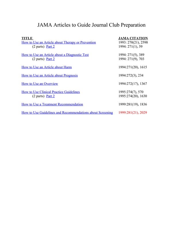 Journal club format | DOC