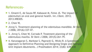 Journal club interarch distance attachments Prosthodontics | PPT