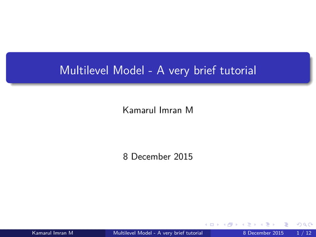 Brief Tutorial on Multilevel Model | PPT
