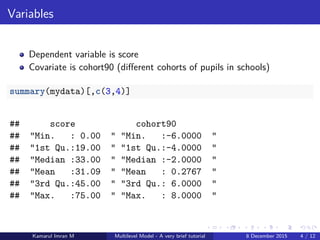 Brief Tutorial on Multilevel Model | PDF