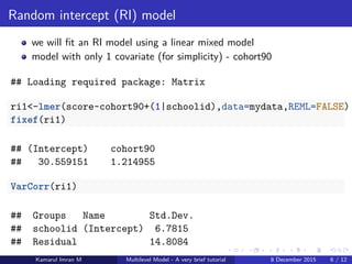 Brief Tutorial on Multilevel Model | PDF