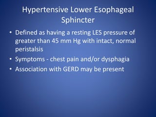 Journal club oesophageal motility disorders and manometry | PPTX