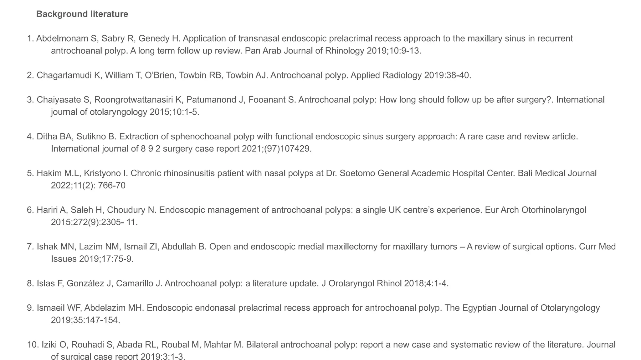 Journal club on antrachoanla polyp vs ethmoid polyp | PPTX