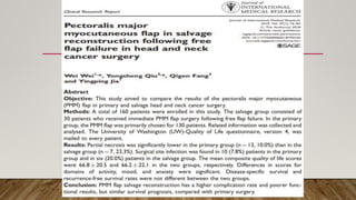 Journal club PMM flap.pptx | Surgery | Medical Health