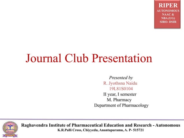 Journal club presentation | PPTX