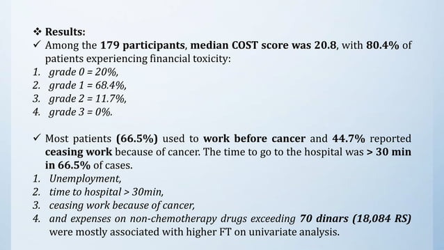 Assessment of Financial toxicity (COST) | PPT