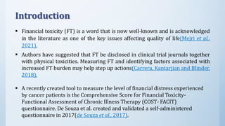 Assessment of Financial toxicity (COST) | PPTX