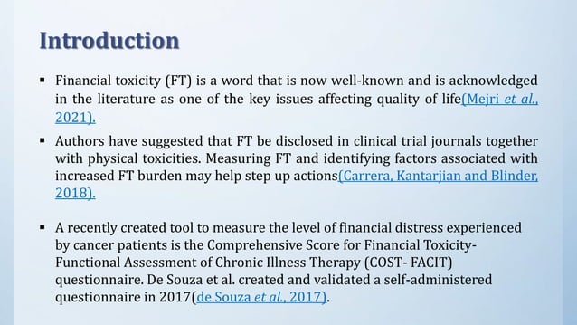 Assessment of Financial toxicity (COST) | PPT