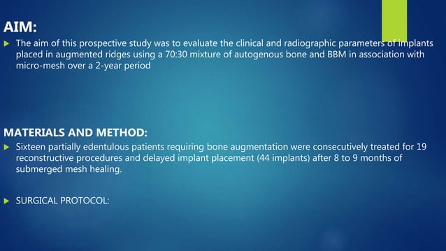 omfs journal club ppt on bone ridge augmentation | PPTX | Dental Health ...