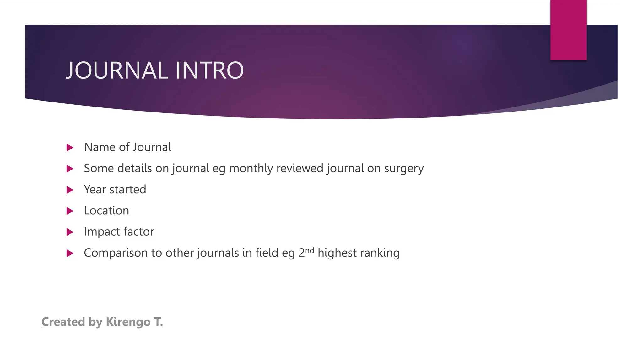 JOURNAL CLUB PRESENTATION TEMPLATE DOCUMENT | PPTX
