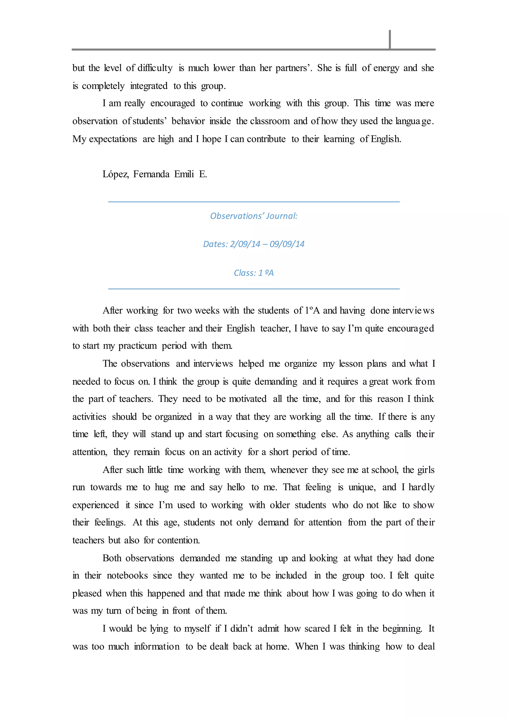 Journal entries Kindergarten Level | DOCX
