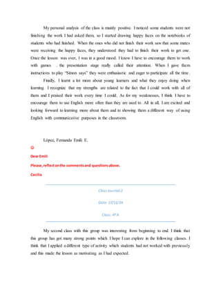 Journal entries Primary Level | DOCX