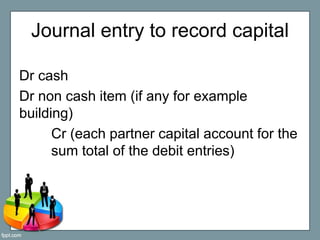 Journal entries for recording capital of partnerships | PPTX