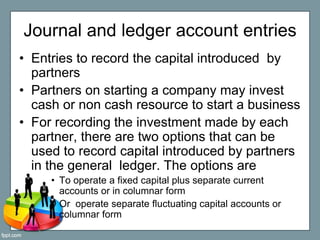 Journal entries for recording capital of partnerships | PPTX