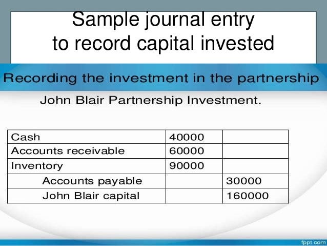 Journal entries for recording capital of partnerships
