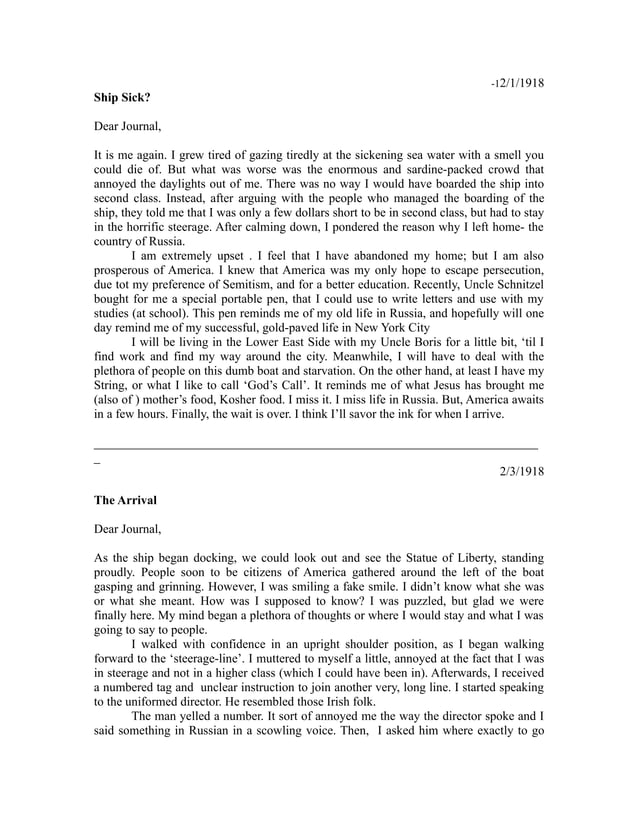 Journal Entry Immigration | PDF