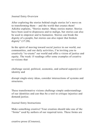 Journal Entry OverviewAfter exploring the stories behind single .docx