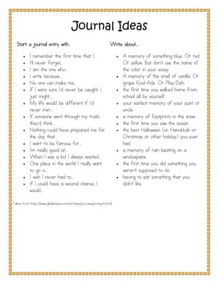 Summer Journal Ideas | PDF