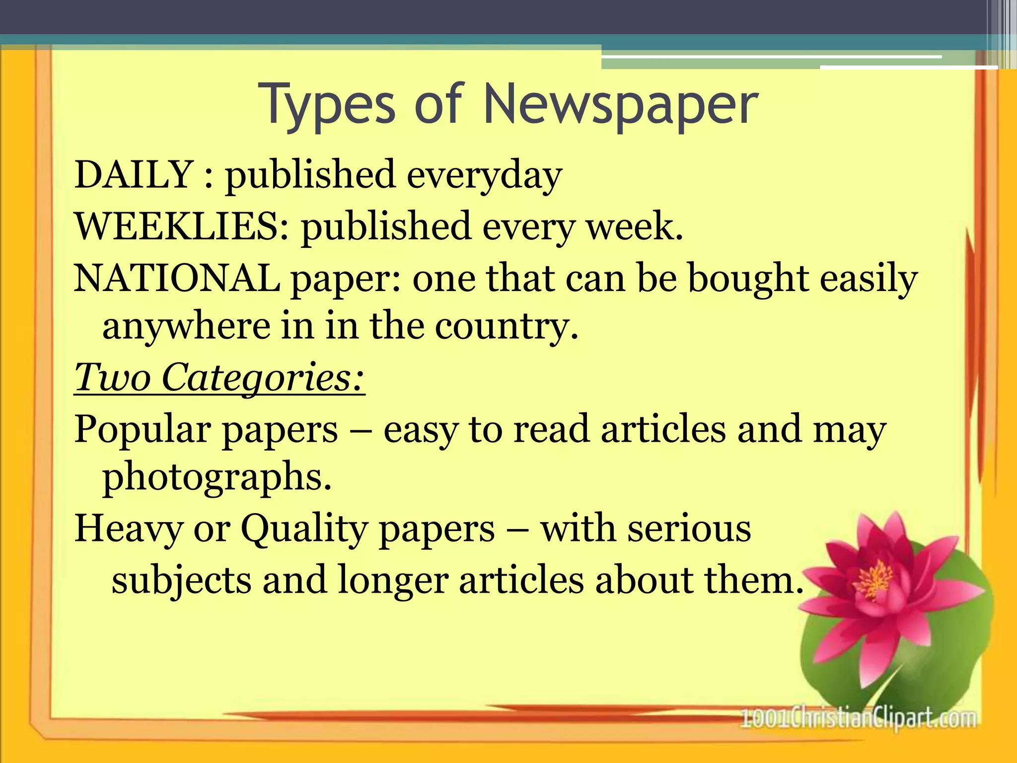 Journalism: National and Campus Newspapers Compared | PPTX