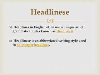 Journalism- Writing Headlines | PPTX