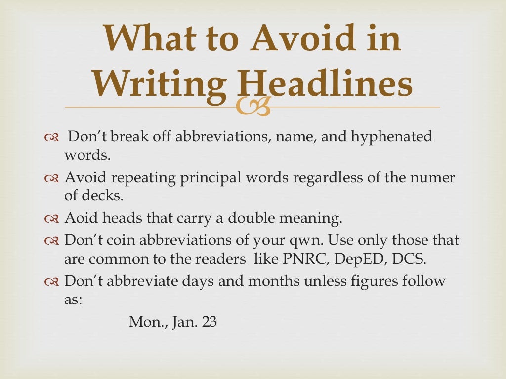 Journalism- Writing Headlines