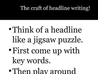 Journalism: writing news headlines | PPT