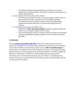 Journalism Dreams: Courses After 12th for Success to Make Them Real | PDF