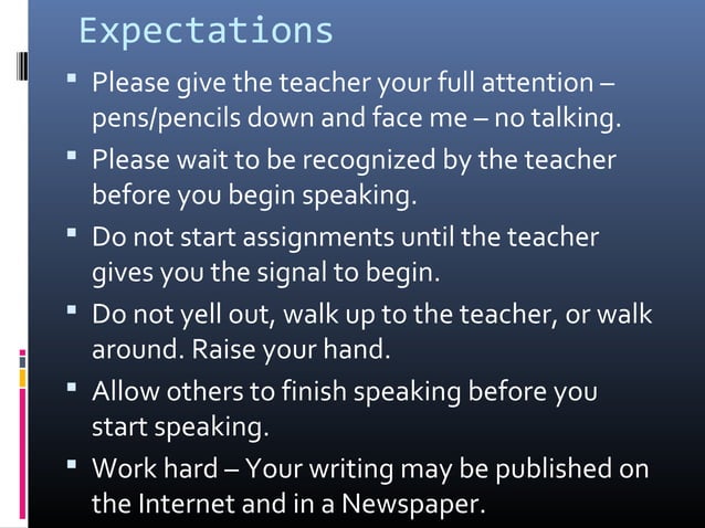 Class Procedures and Expectations | PPT