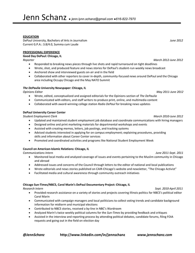 Jenn Schanz-Resume | PDF | Public Radio | Talk Radio