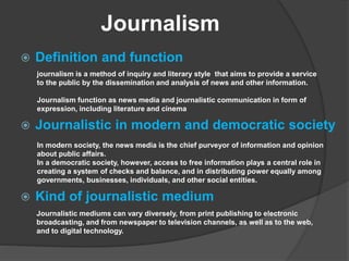 Journalism tugas | PPTX | Media Industry | Industries
