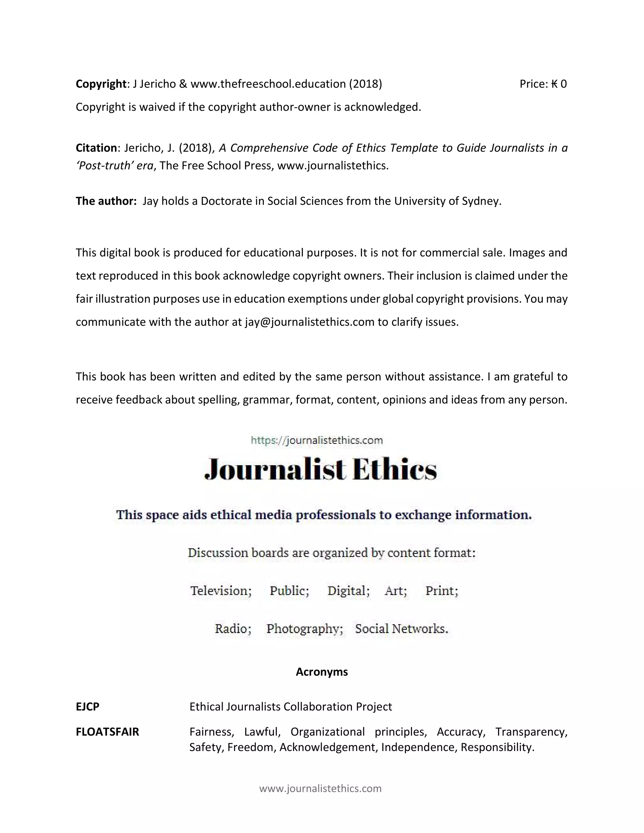 Journalist Ethics : A Template Checklist for a Post-truth Era | PDF