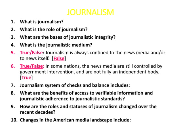 Journalistic principles and ethic questions exam-journalism_(l1) | PPTX ...
