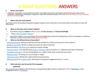 Journalistic principles and ethic questions exam-journalism_(l1) | PPTX