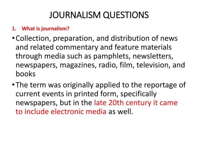 Journalistic principles and ethic questions exam-journalism_(l1) | PPTX ...