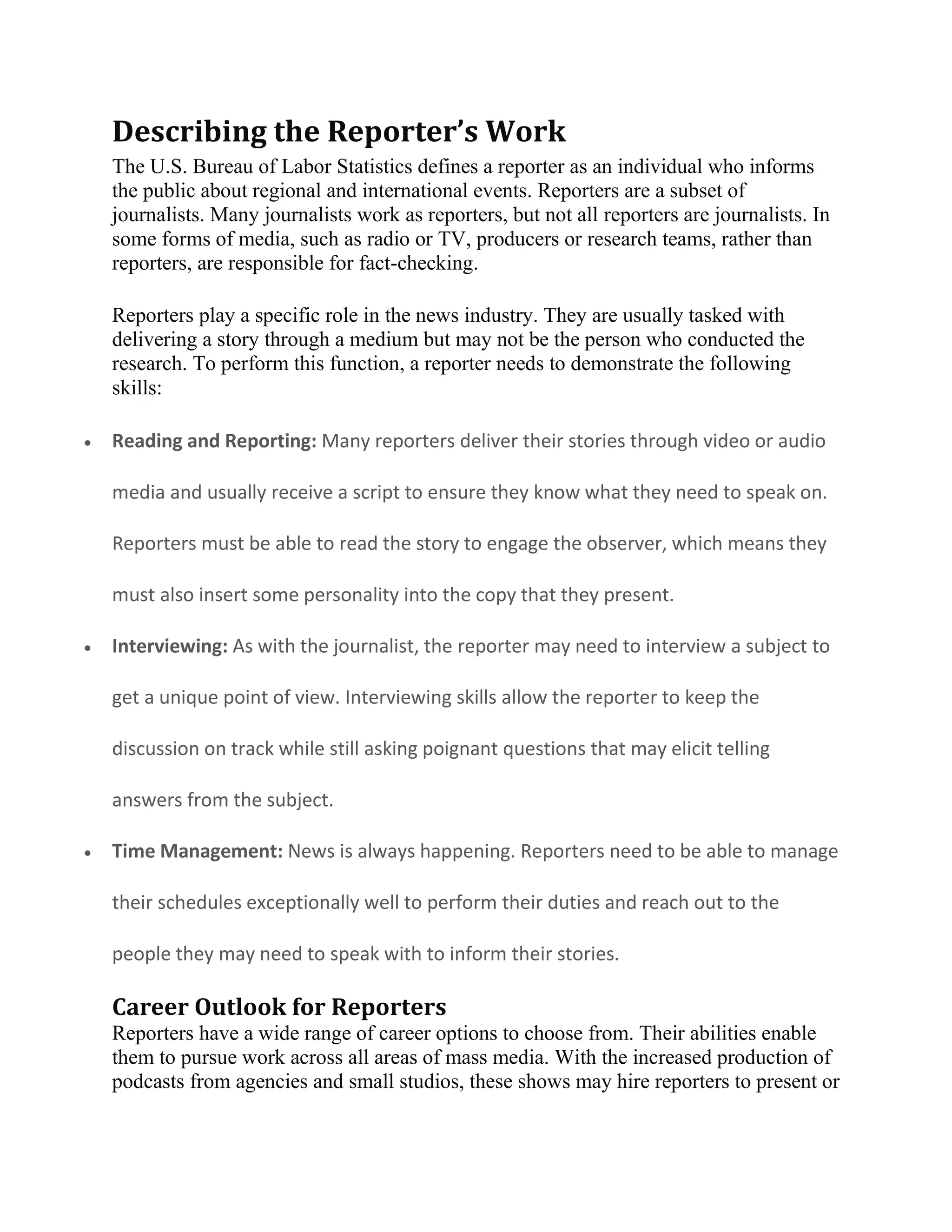 Journalist vs. Reporter What’s the Difference | PDF