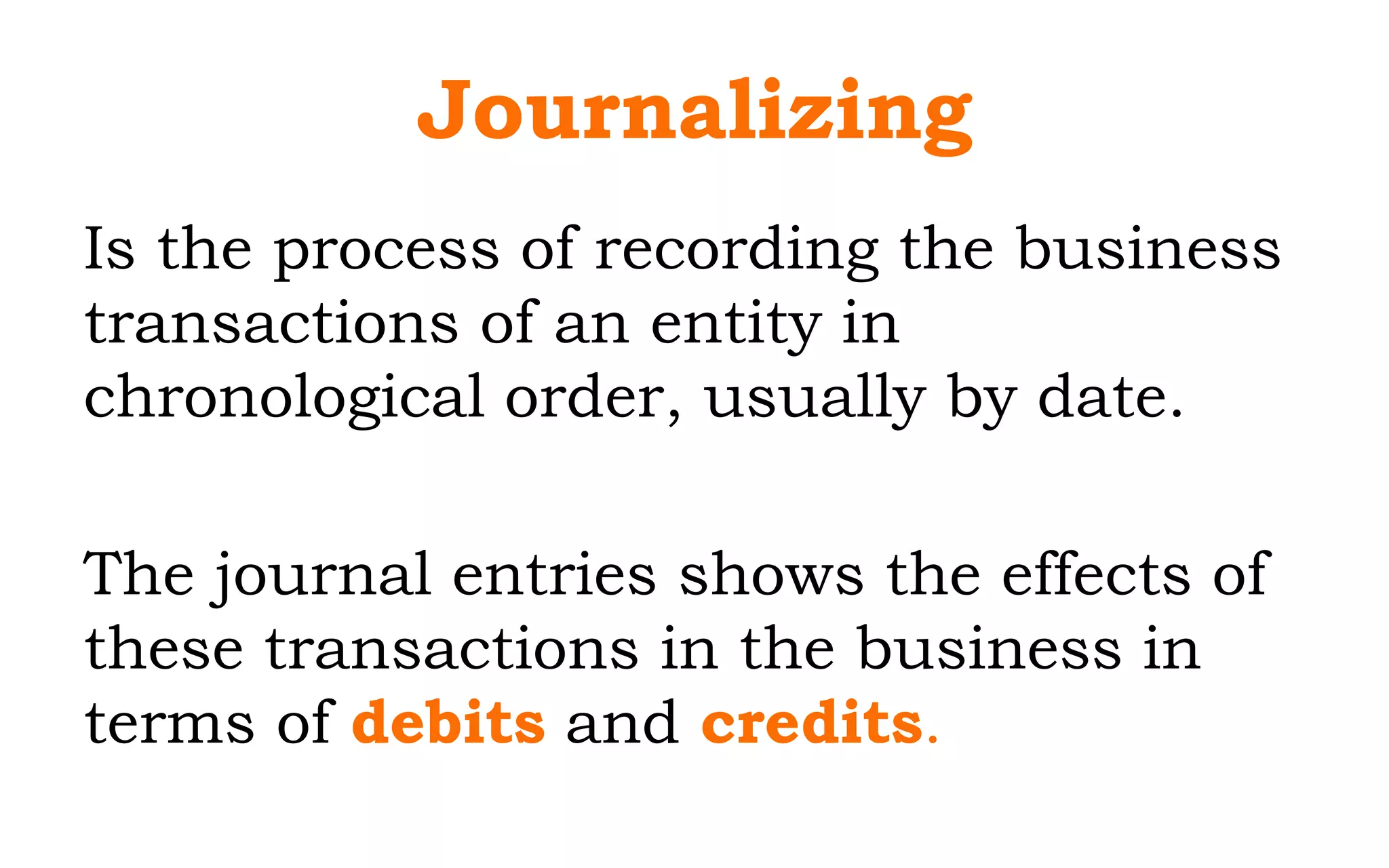Journalizing sample problem Jonathan Rice Catering Services | PPTX