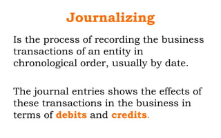 Journalizing sample problem Jonathan Rice Catering Services | PPTX