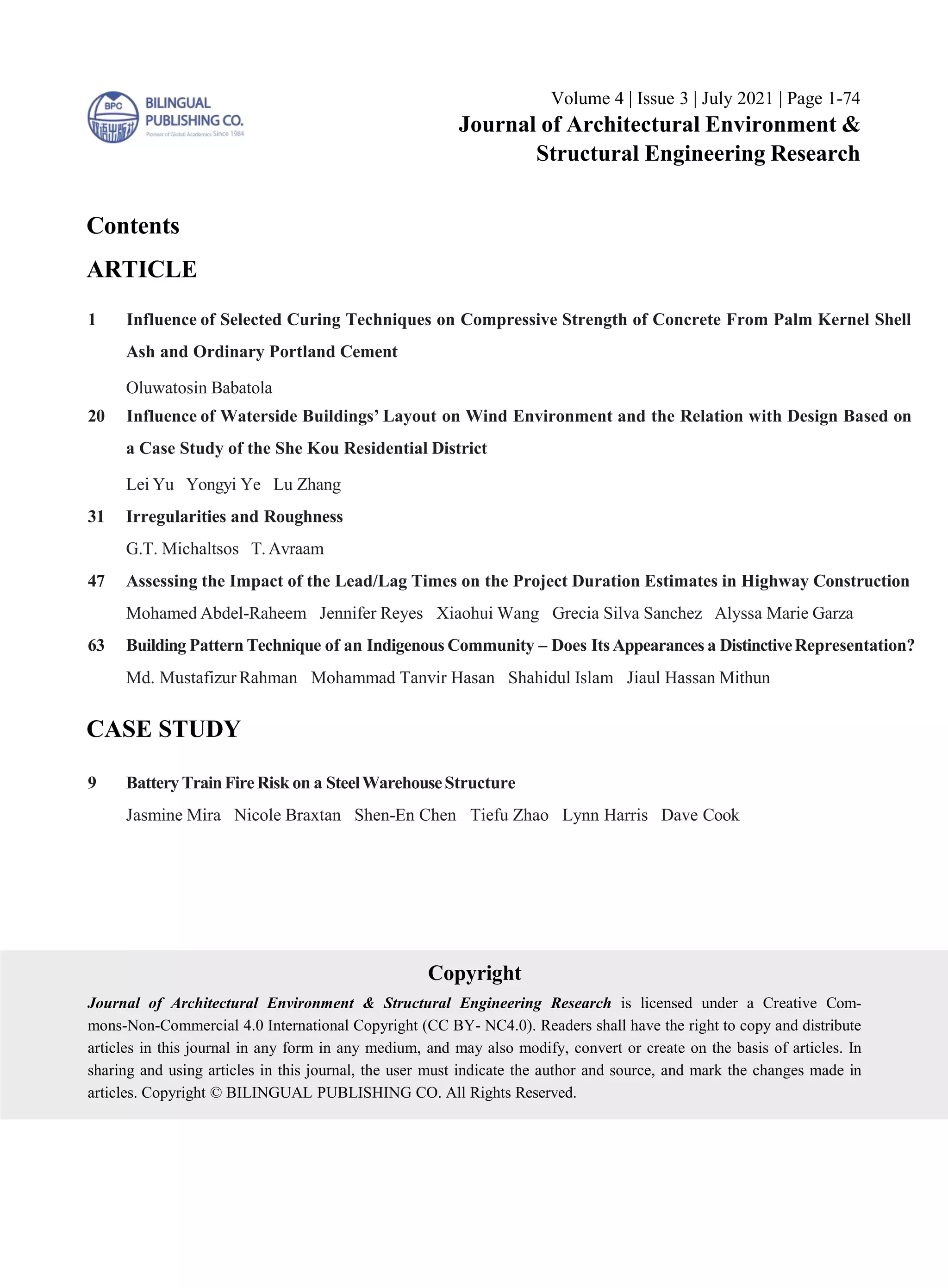 Journal of Architectural Environment & Structural Engineering Research ...