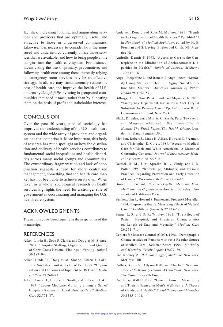 Medical Sociology And Health Service Research Journal Of Health And…