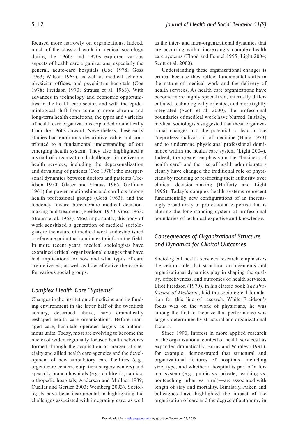 Medical Sociology And Health Service Research Journal Of Health And…